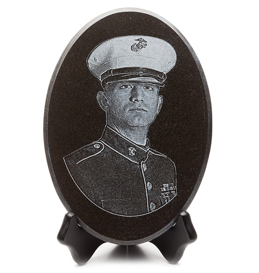 Custom Engraved Oval Shaped Granite Plaque - Black | Laser Perfect Gifts