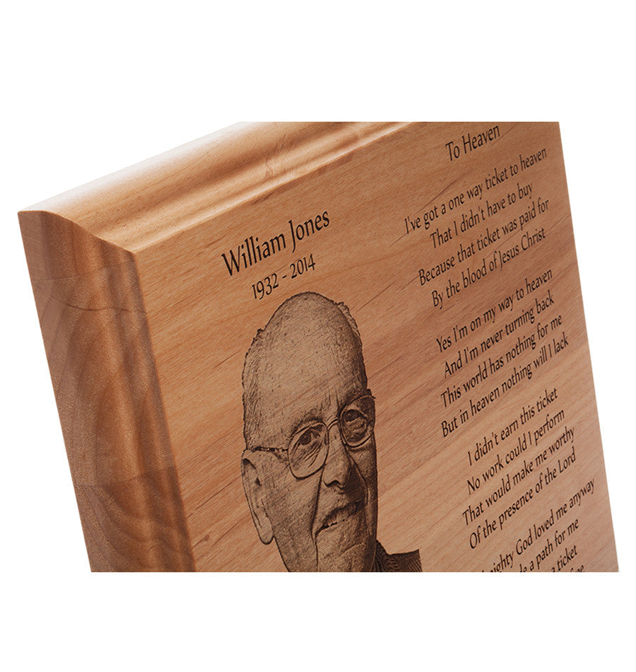 Memorial Plaque with Photo - Custom Engraved Wood | Laser Perfect Gifts